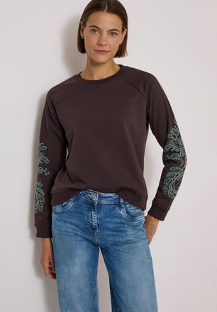 Cecil Sweatshirt CECIL, Damen, Gr. XXL (46), braun (truffle braun), Sweatware, 65% Baumwolle, 35% Polyester, bedruckt, comfort fit, Rundhals, B&uuml;ndchen, Swea