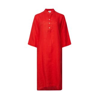 Tiffany & Co. Femme, Robes, Rouge, Taille: 38/40 FR Robe chemise longue avec poche en lin