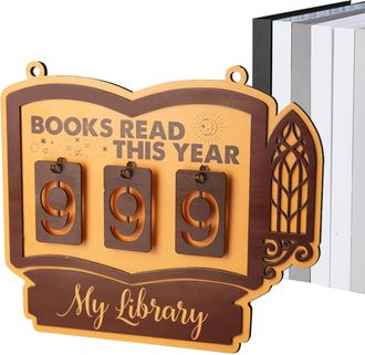 Generic Buch-Tracker-Schild - Lesetafel Aus Naturholz, B&uuml;cherregal-Marker Zum Aufh&auml;ngen An Der Wand, J&auml;hrlicher Alphabetisierungs-Aufzeichnungshalter, P&auml;dagog