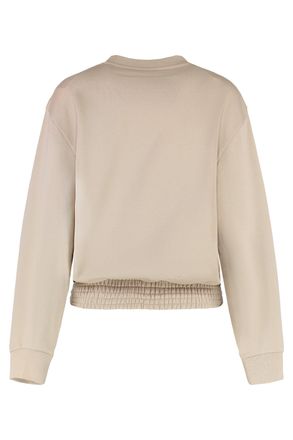 Moncler Womens Cotton Crew-Neck Sweatshirt Beige Sweatshirts Sweater