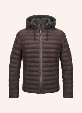 Milestone Lederjacke Msviano Mit Abnehmbarer Kapuze braun