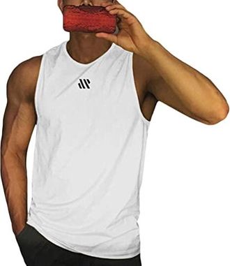 Onsoyours Débardeur Homme de Sport Séchage Rapide Respirant Ample Eté Gilet Musculation Débardeur sans Manche Maillot de Corps Tank Top Stretch Fitness Gym A Bl