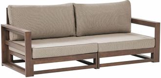 Beliani Gartensofa 2-Sitzer TIMOR modular zertifiziertes Akazienholz Dunkelbraun