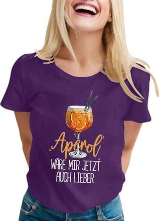 Generic T-shirt pour femme - Costume Aperol Spritz - Col rond - T-shirt d&eacute;t&eacute; amusant - Pour cocktail, f&ecirc;te, &eacute;v&eacute;nements - T-shirt d&eacute;contract&eacute; l&eacute;ger - T-shirt a