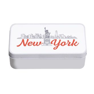 Fabulous White Metal Box - New York Minimalist America Travel USA - 11 x 18.5 x 5.5 cm - Aufbewahrungsbox, Schl&uuml;ssel, Werkzeug, Lunchbox, S&uuml;&szlig;igkeiten, Kekse