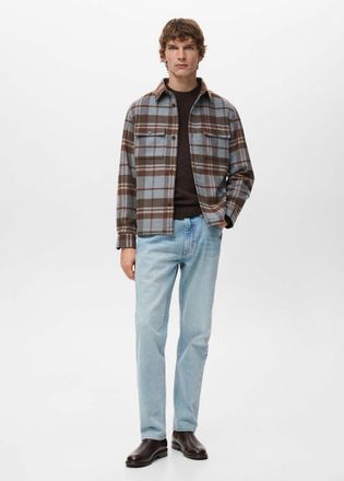 Mango Kariertes Overshirt mit Taschen preu&szlig;isch blau - Herren - XXL - MANGO MAN