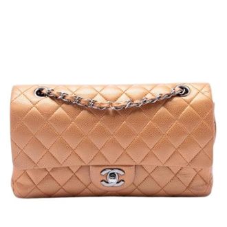 Chanel Pre-owned Vintage Quilted Metallic Caviar Double Flap Shoulder Bag - - Pre-owned - Damen - Braun - ONE SIZE