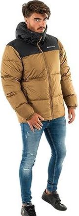Columbia COAT Puffect Hooded Jacket Brown XL HOMME