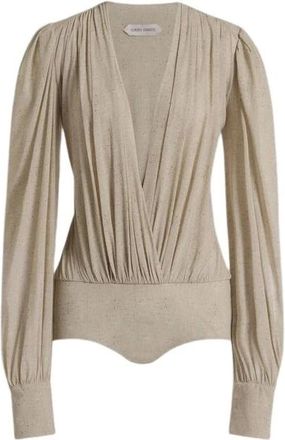 Alberta Ferretti Femme, Tops, Brun, Taille: 38 FR Tulle Bodysuit