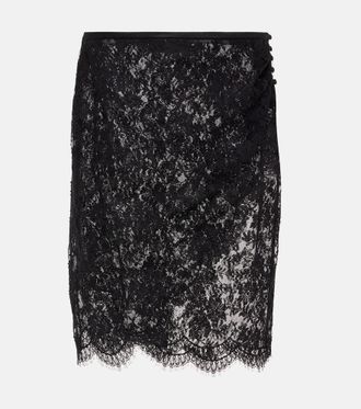 Saint Laurent Mini-jupe en dentelle de coton mélangé
