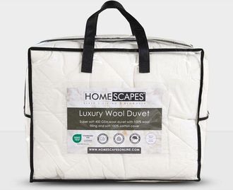 Homescapes Homescapes - Schafwolldecke 150 x 200 cm - Schwere Bettdecke Herbst/Winter mit Wollfüllung