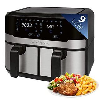 Profi Cook ProfiCook Friteuse à air chaud double 9 litres - XXL Friteuse à air chaud double chambre - avec air chaud sans huile supplémentaire - 9 programmes - A