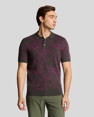 Lyle & Scott Golf Outline Strick-Polo-Shirt - Lila