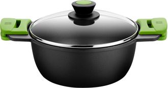 Bra Prior | Hoher Schmortopf aus Aluminiumguss mit Prior-Glasdeckel, 32 cm, Induktion