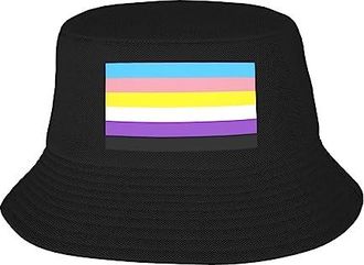 Generic Chapeau De Seau Unisexe Drapeau De La Fiert&eacute; Trans Non Binaire LGBTQ Chapeau De P&ecirc;che &Eacute;t&eacute; Pliable Bonnet De Soleil, pour De P&ecirc;che, La Randonn&eacute;e, Le Ca