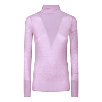 Pinko Pinko, Femme, Pulls, Rose, Taille: 42 FR Pull &agrave; col roul&eacute; en maille mousse