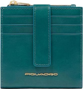 Piquadro Homme, Accessoires, Vert, Taille: ONE Size Porte-cartes de cr&eacute;dit femme en cuir avec porte-monnaie et protection Rfid