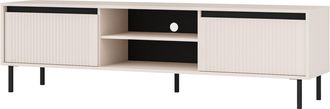 Selsey Osaka TV Lowboard, 179 cm Breite, 2 Schubladen & 2 Offene Fächer, MDF Front & Laminierte Platten, Schwarze Metallfüße 15 cm Höhe, Kabelloch für Sauber