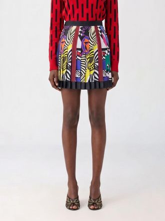 Versace Plissierter Minirock aus Baumwollmischung mit hohem Bund und optischem Print