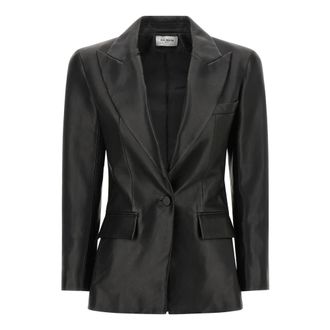 Balmain Veste en cuir dagneau &agrave; &eacute;paules structur&eacute;es - Femme - Vestes - Noir - Taille: 36 FR