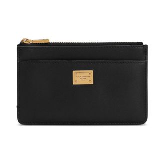 Dolce & Gabbana Medium Logo Kartenhalter aus Kalbsleder - - Accessories - Damen - Schwarzk - ONE SIZE