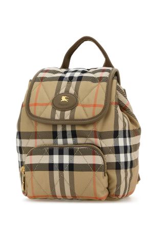 Burberry Womens Embroidered Canvas Mini Horseshoe Backpack Sand Polyamide (nylon) Zaini
