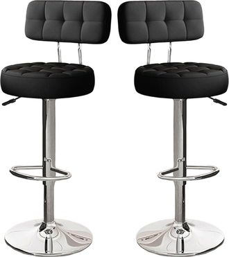 Generic Drehbare, H&ouml;henverstellbare Barhocker, 2Er-Set, Dick Gepolsterte R&uuml;ckenlehne mit Fu&szlig;st&uuml;tze, Barhocker Aus Pu-Leder f&uuml;r K&uuml;che, Esszimmer, Wohnzimmer