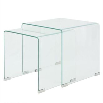 vidaXL Vidaxl - Ensemble de tables gigognes 2 Pi&egrave;ces Verre tremp&eacute; Transparent