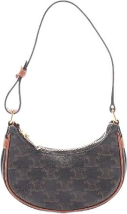 Celine Sac &agrave; main AVA Mini Triomphe en toile enduite Pre-owned - Femme - Pre-owned - Brun - Taille: ONE Size