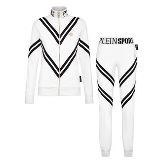 Plein Sport Trainingsanzug: Statement Oberteil & Hose - - Sport - Damen - Wei&szlig; - L