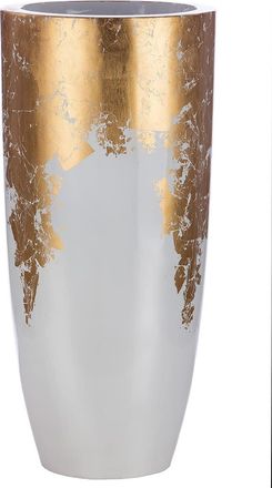 Gilde Pflanztopf Pflanzgef&auml;&szlig; aus Kunststoff - Pot f&uuml;r Blumen - Dekoration und Geschenk Geburtstag Muttertag - Farbe: Gold wei&szlig; H&ouml;he 75 cm