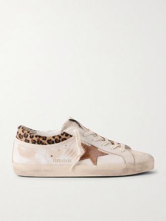 Golden Goose Super-star Sneakers Aus Leder In Distressed-optik Mit Bes&auml;tzen Aus Veloursleder Und Kalbshaar - Wollwei&szlig;