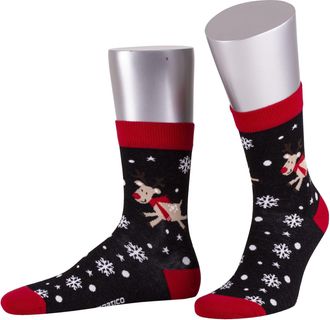 Sympatico Weihnachtssocken Damen & Herren | Bequeme Socke mit Weihnachtsmotiv | Motiv Christmas Socken aus Baumwolle | Santa, Elf, Rentier, Geschenke, Lebkuchen