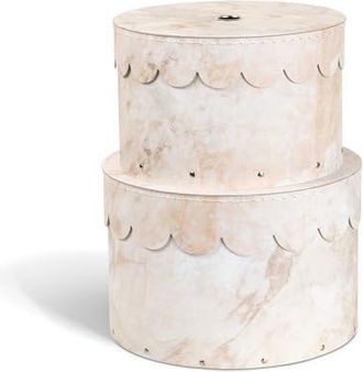 Bigso Box of Sweden BIGSO WILMA 2er-Set runde Aufbewahrungsbox mit Deckel - Ordnungsbox mit Deckel f&uuml;r Kleidung, Spielzeug usw. - Dekorative runde Box aus Faserplatte und