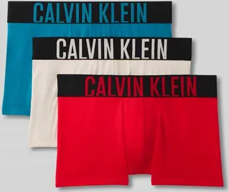 Calvin Klein Underwear Trunks aus Baumwoll-Mix mit Label-Schriftzug im 3er-Pack