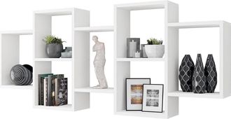 Mirjan24 Wandregal Trio 001, Dekoregal Wandboard, Buchregal, Hängeregal, Wandschrank, Hängeschrank, Regal (Weiß)