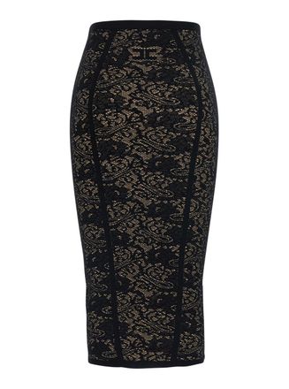 Elisabetta Franchi Lace Knit Skirt - Black
