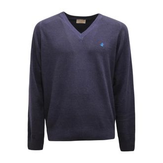 Brooksfield V-Ausschnitt Wollpullover - - Knitwear - Herren - Blau - M