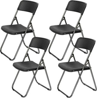 Sekey Sekey - Salon de jardin solde 4 Chaises Pliantes 200 kg de Charge, Noir