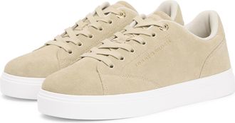 Tommy Hilfiger Plateausneaker TOMMY HILFIGER TH FEMININE CUPSOLE SUEDE, Damen, Gr. 35, beige, Veloursleder, aufgeraut, unifarben, Schuhe Plateausneaker, Freizeitschu