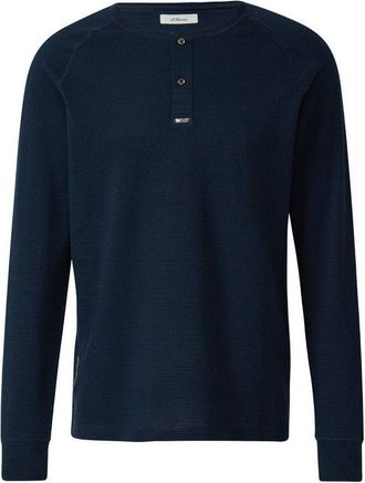 s.Oliver Langarmshirt T-Shirt Strukturiertes Langarmshirt mit Henley-Ausschnitt