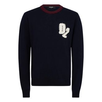 Dsquared2 Pull en Laine D2 - Homme - Pulls - Bleu - Taille: XL