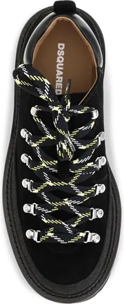 Dsquared2 Mens Suede Lace-Up Sneakers Black Calf Leather Shoes Flat