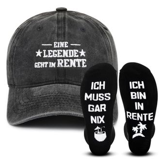 Satinior 2 St&uuml;ck Ruhestand Geschenk inklusive 1 Baseballkappe und 1 Paar Socken Lustiges Geschenk f&uuml;r Rentner f&uuml;r Vater, Ehemann, Opa, Onkel, Freunde und Kolle