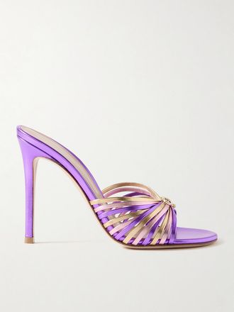 Gianvito Rossi Mules En Cuir M&eacute;tallis&eacute; &Agrave; Ornements 70 - Violet