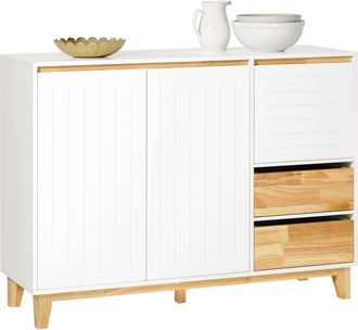 SoBuy FSB75-WN Sideboard Küchenschrank Kommode Schrank Flurschrank Buffet Schuhschrank Küchekommode Aufbewahrungsschrank TV-Schrank Weiß-Natur BHT ca.: 120x