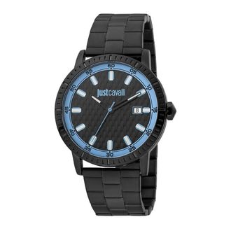 Just Cavalli Homme, Accessoires, Noir, Taille: ONE Size Montre Analogique en Acier Inoxydable Noir Date