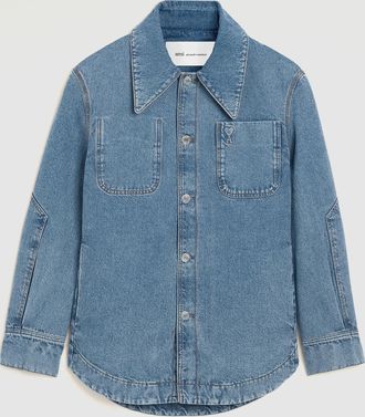 Ami Veste Embossed Ami De Coeur Worker Over Bleu Used