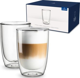 Villeroy & Boch Artesano Latte-Macchiato-Becher Set 2 teilig Klar, Spülmaschinenfest, Mikrowellensicher, Tassen, Becher, Kaffeebecher, Porzellan, Heißgetränkebecher, 