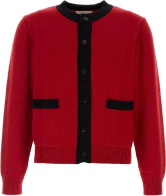 Ernest W. Baker Homme, Pulls, Rouge, Taille: XL Contrast Rib Cardigan